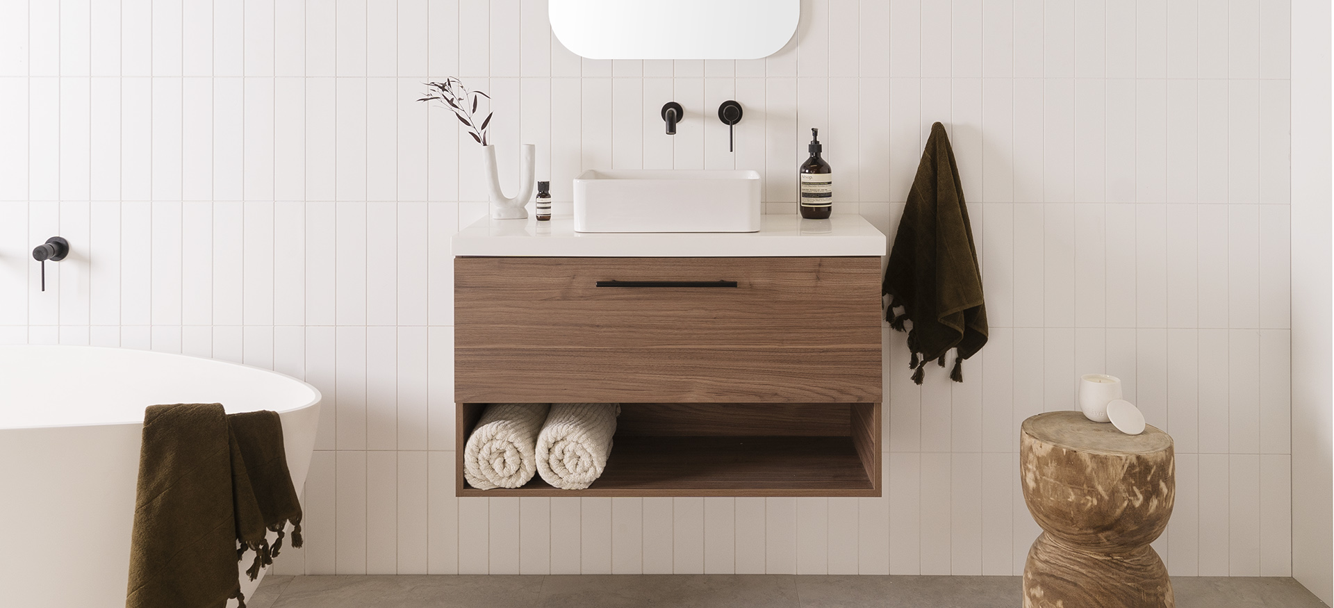 Glacier Ensuite, Shelf Vanity | Architectural Designer Products | ADP
